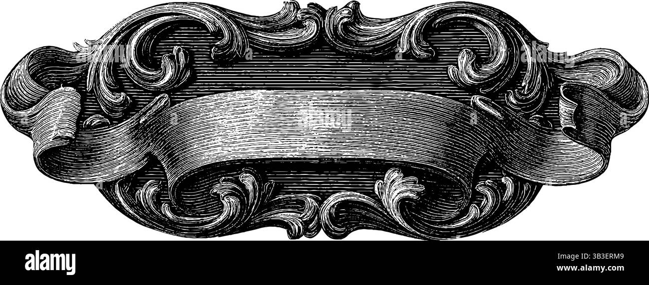 Elegant heraldic frame engraving with scroll detail Stock Vector Image ...