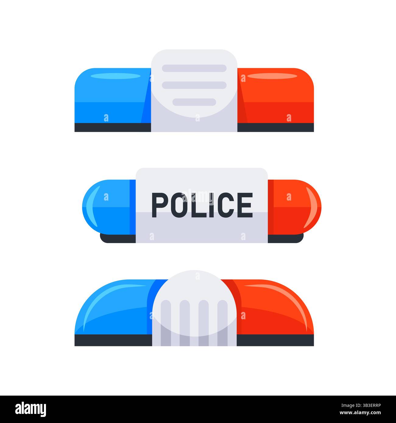 Set of police flasher representing different emergency vehicle lights ...