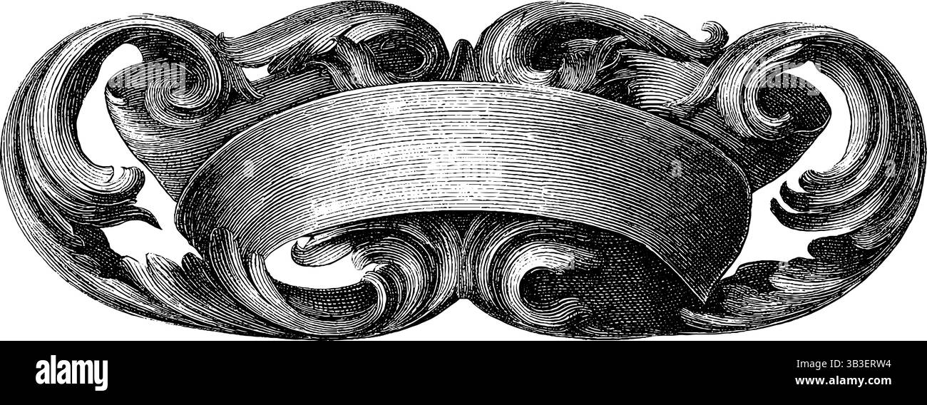 Intricate heraldic frame engraving design for vintage decorations and ...