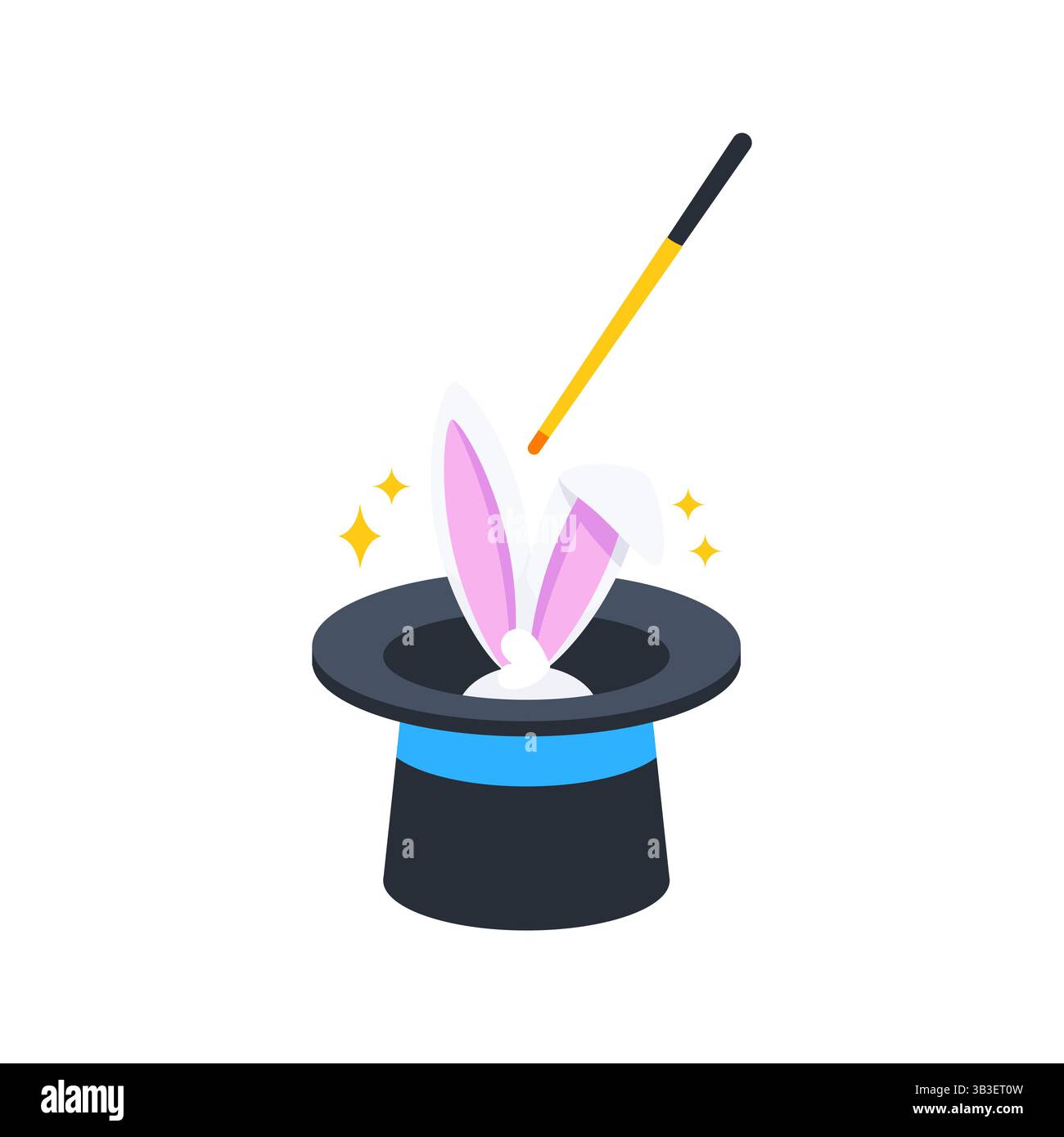 Magician making rabbit ears appear from magic hat with magic wand Stock ...