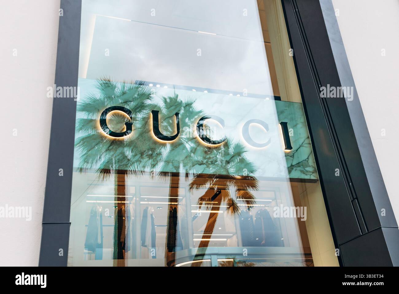 Nice, France - January 26, 2025: Gucci boutique window display on ...