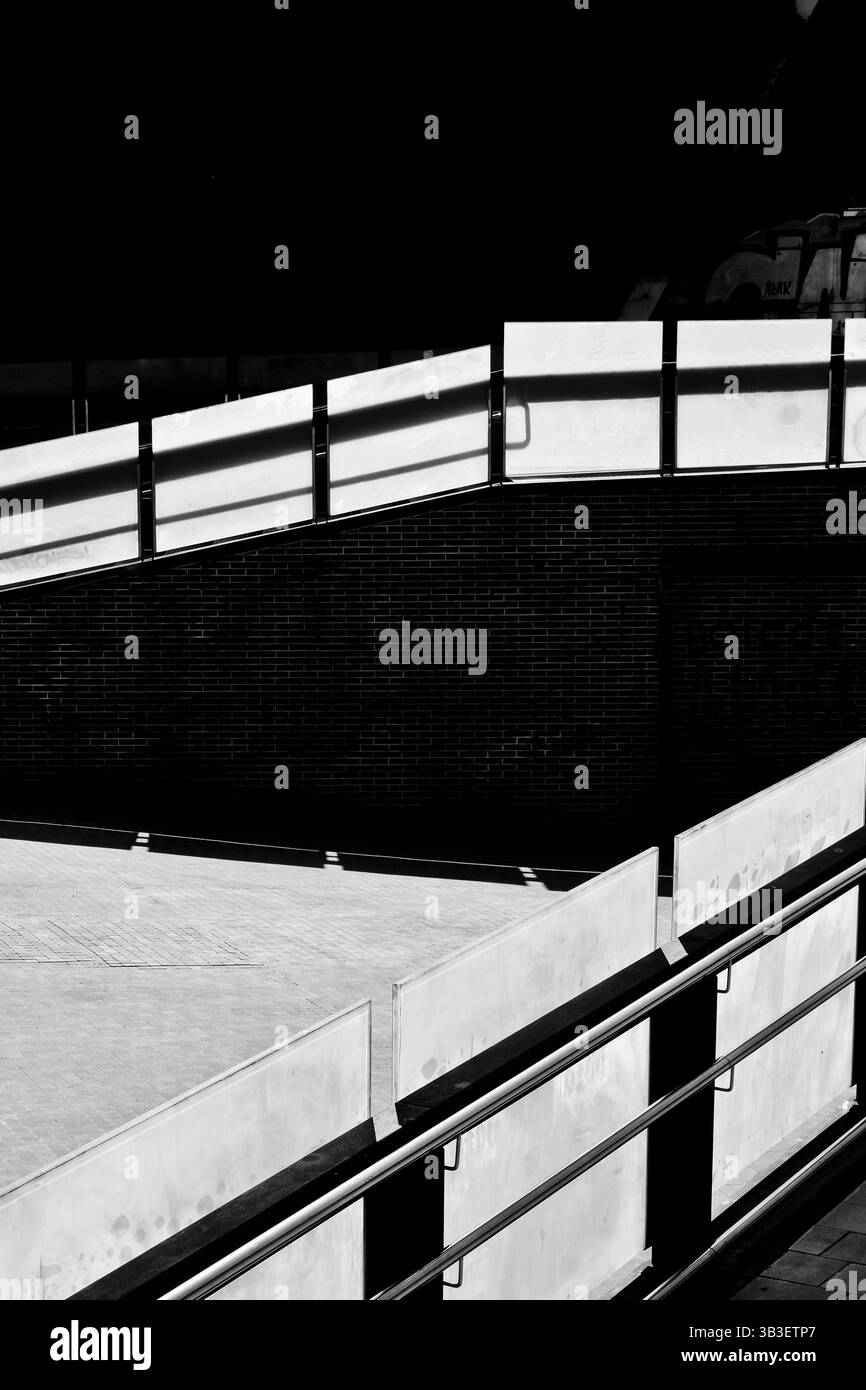glass, backlight, black and white, wall, ramp, vertical, light, shadow ...