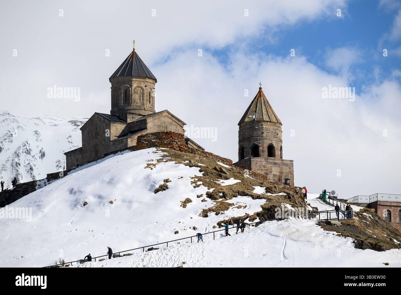 Gergeti Trinity Church near the village of Stepantsminda, popular ...