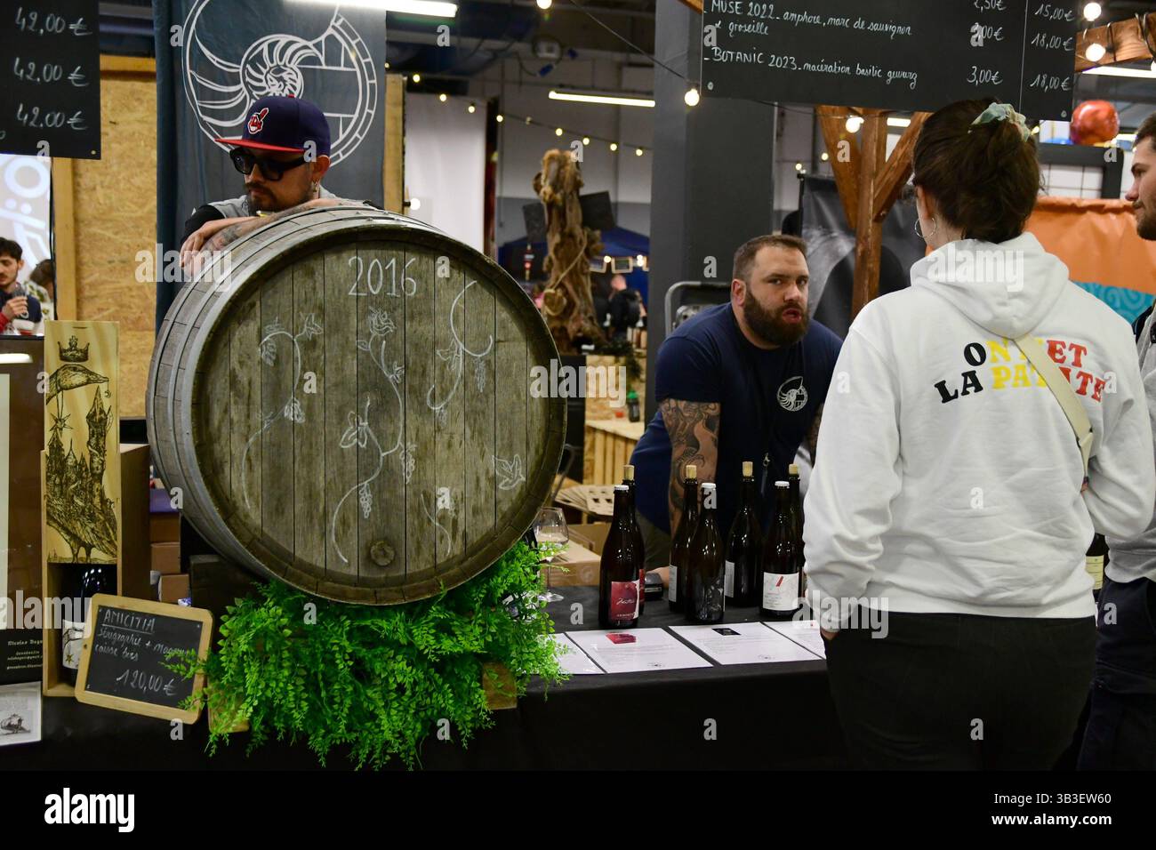 An exhibitor sells wine and craft beers at the 8th edition of the Lyon ...