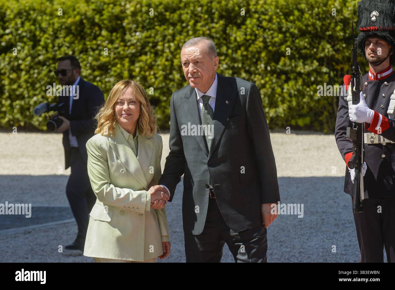 Rome, Italy. 29th Apr, 2025. Rome, Villa Pamphili Italo-Turkish Summit ...