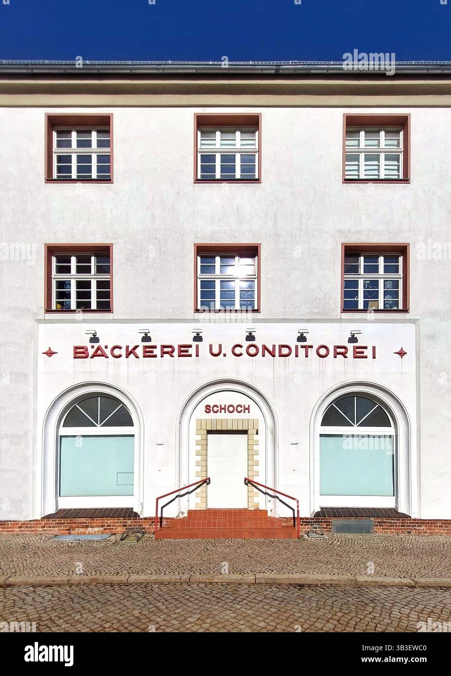 Historical German bakery and confectionery storefront. The building is ...
