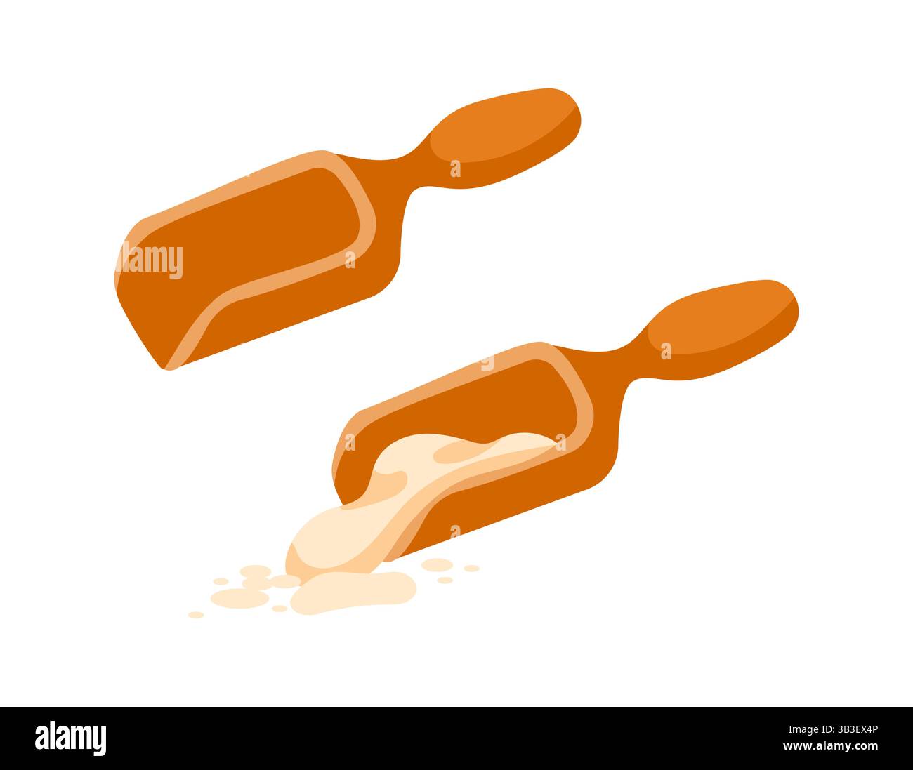 Wooden scoops pouring flour or other powder ingredient Stock Vector ...