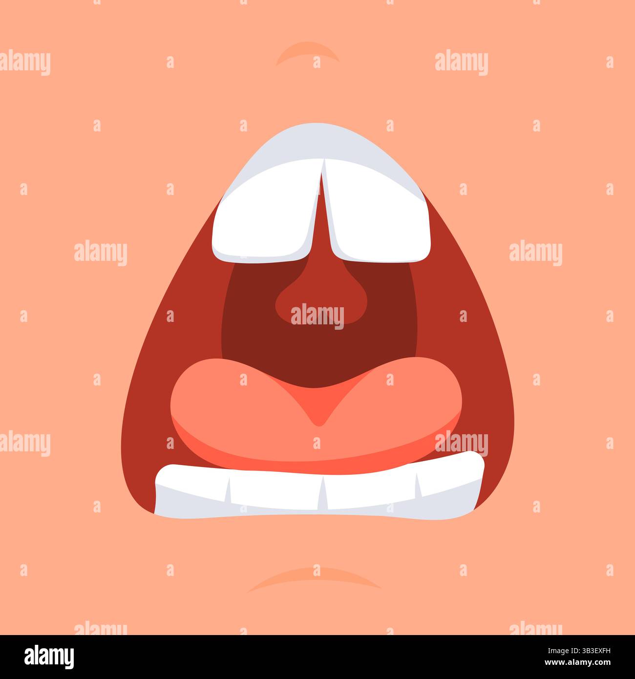 Open Mouth Showing Teeth and Tongue, Screaming or Singing, Cartoon ...
