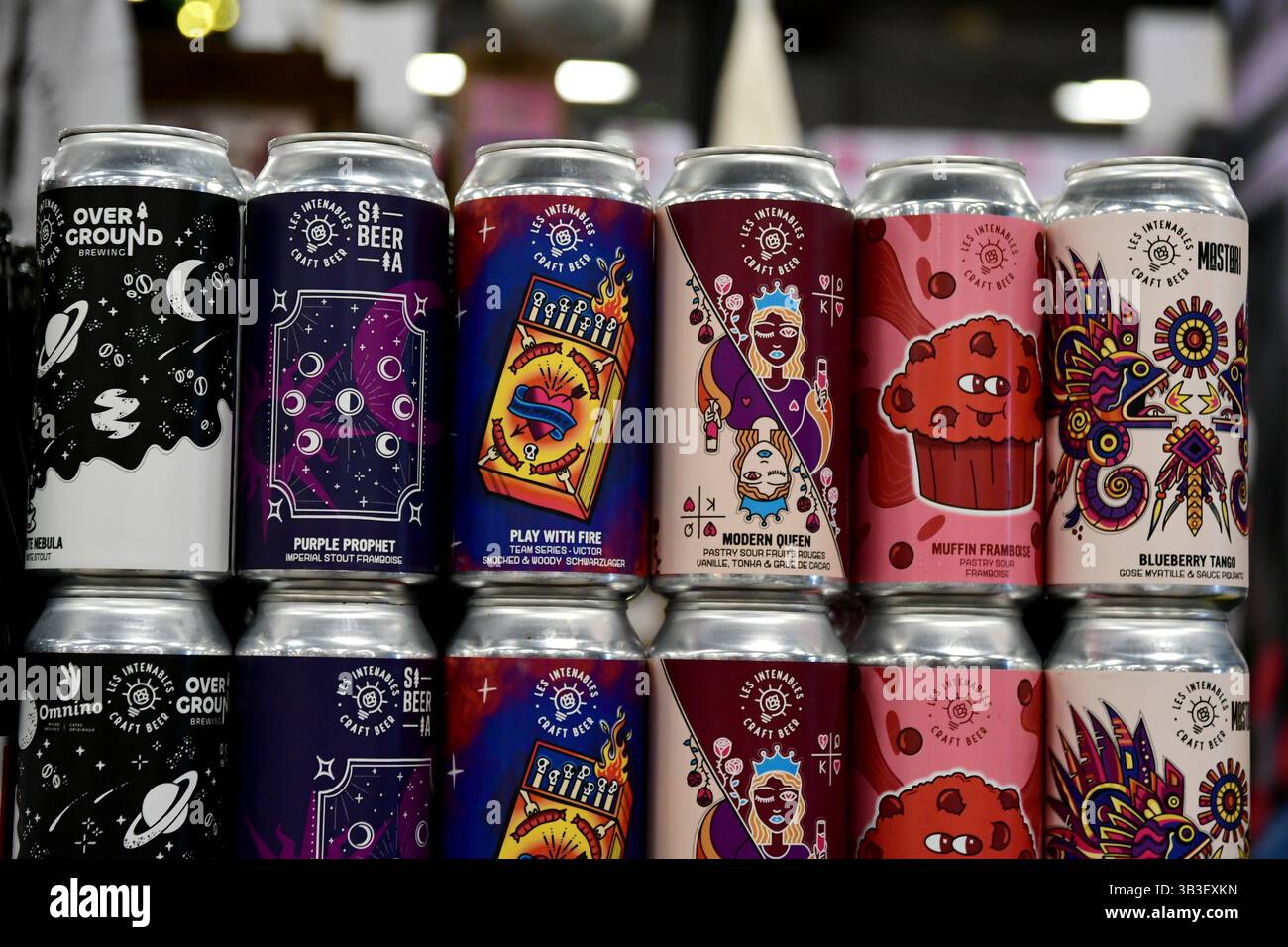 Craft beer cans seen displayed at the 8th edition of the Lyon Beer ...
