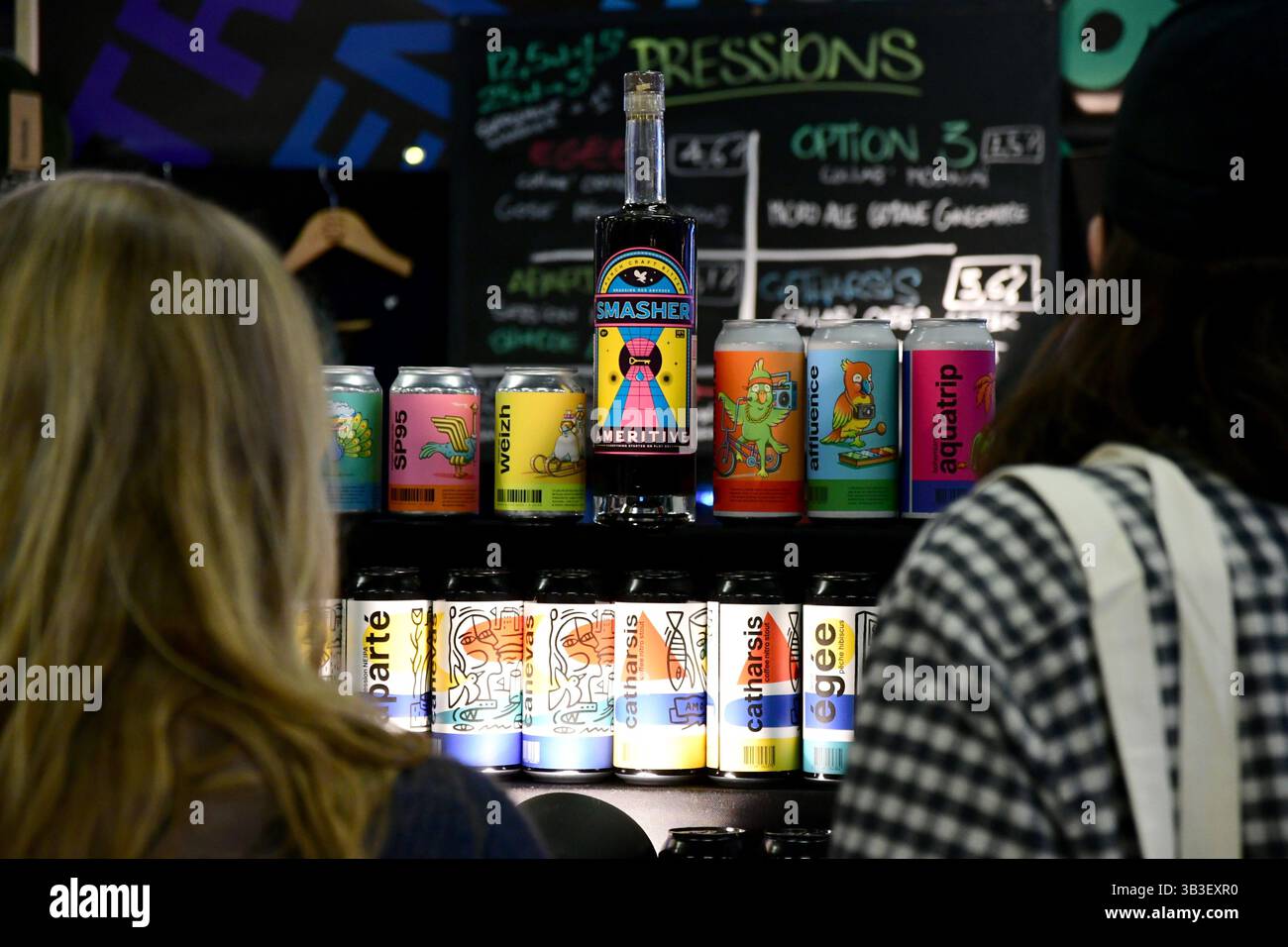 Smasher craft beer sales cans seen at the 8th edition of the Lyon Beer ...