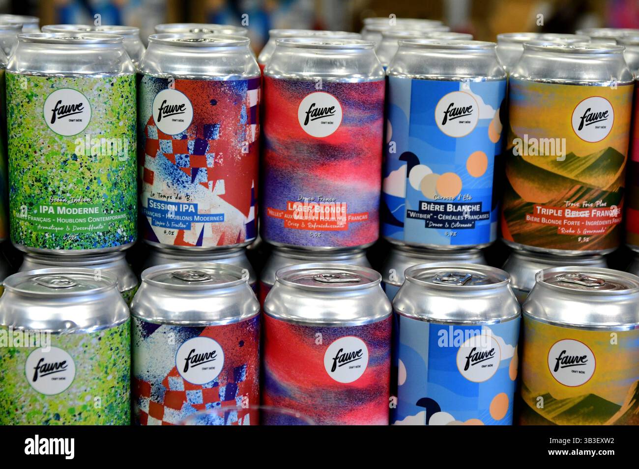 Cans of Fauve craft beer seen displayed at the 8th edition of the Lyon ...