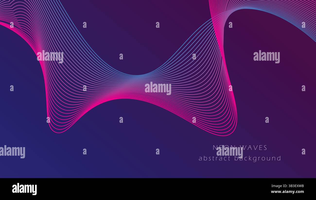 Neon abstract banner with copy space. Dark night background with bright ...