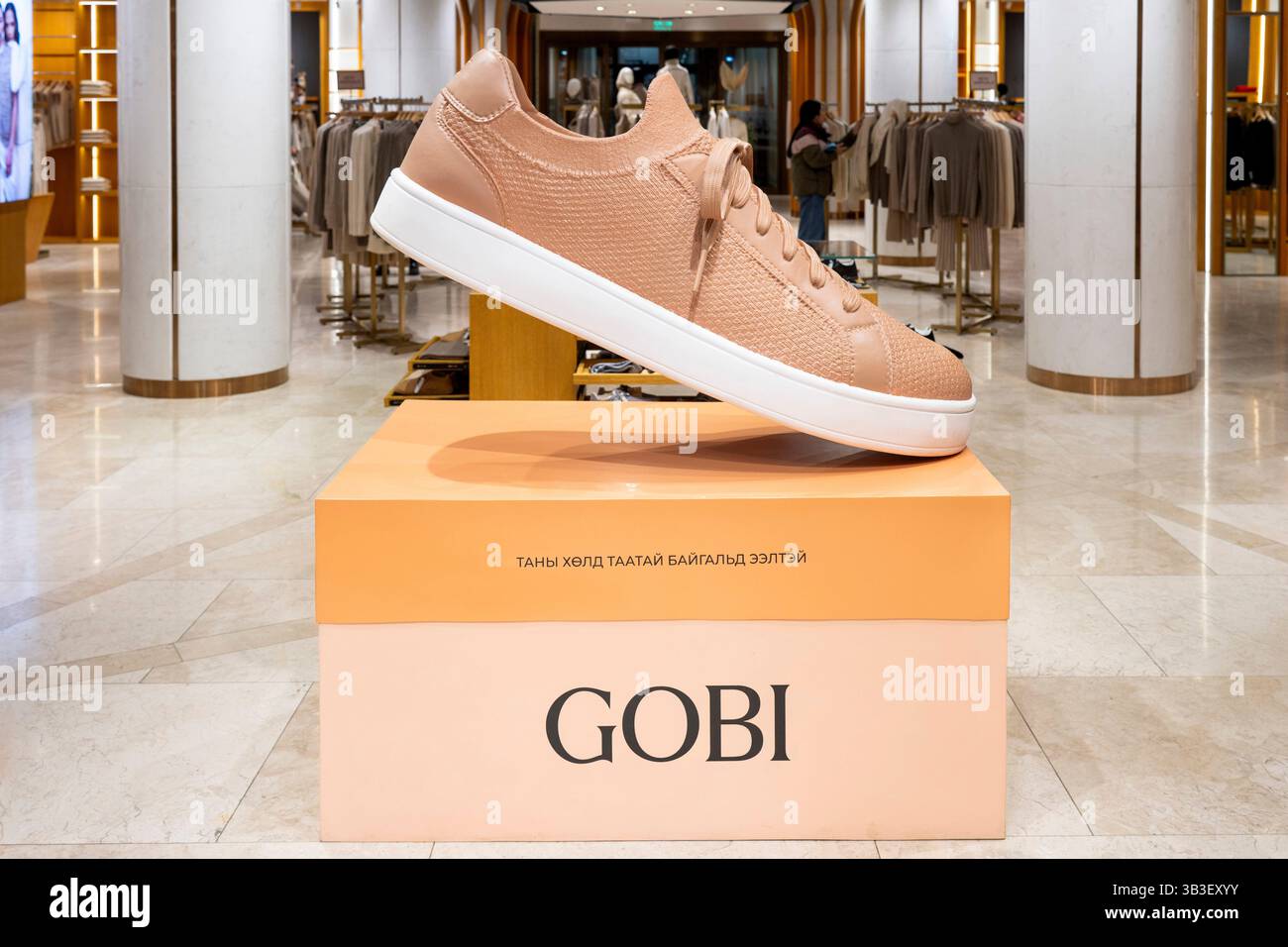 Mongolian cashmere manufacturing clothing brand Gobi store seen Stock ...