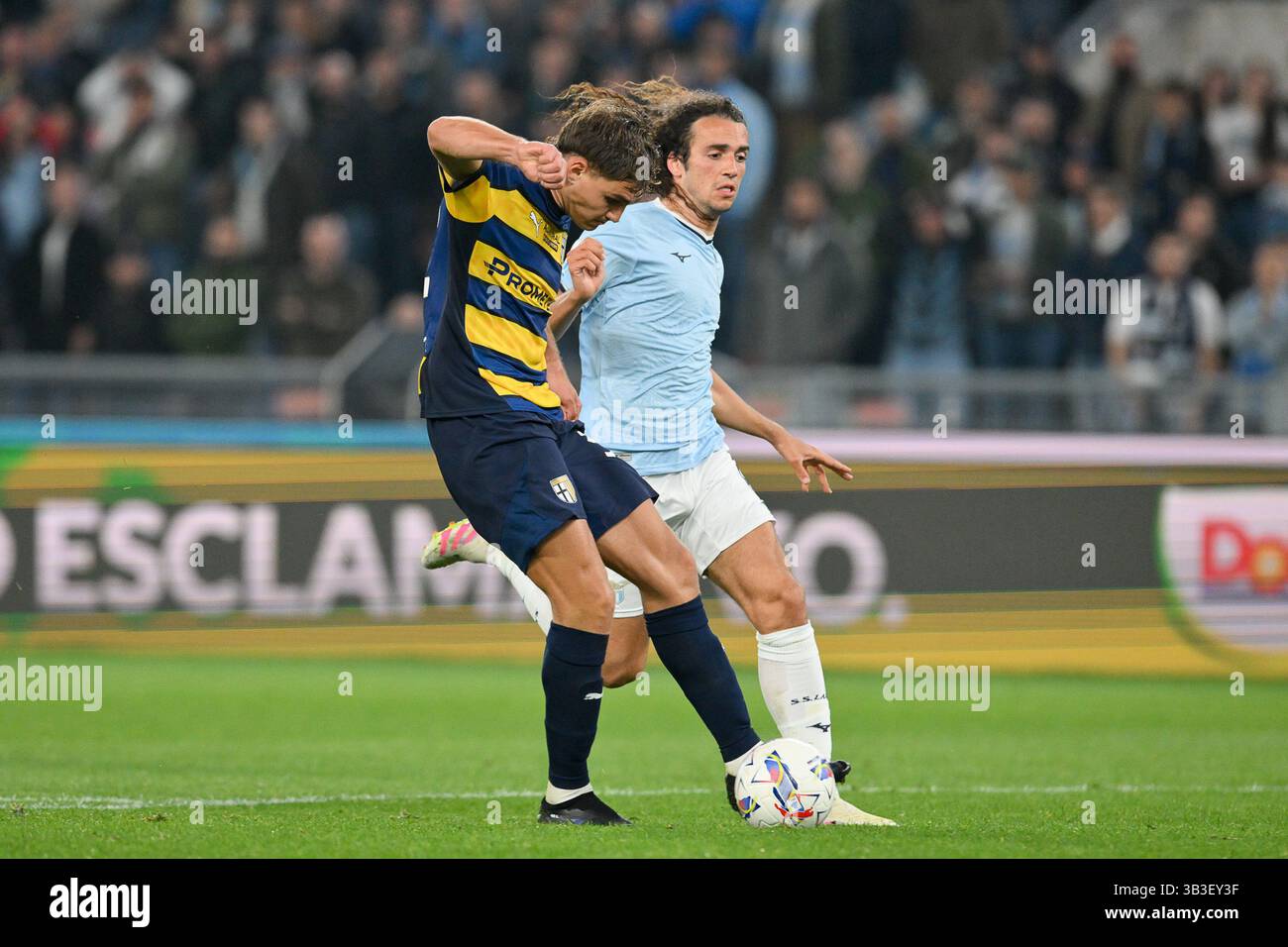 Olimpico Stadium, Rome, Italy - Mateo Pellegrino of Parma shoots at goal during Serie A Enilive ...