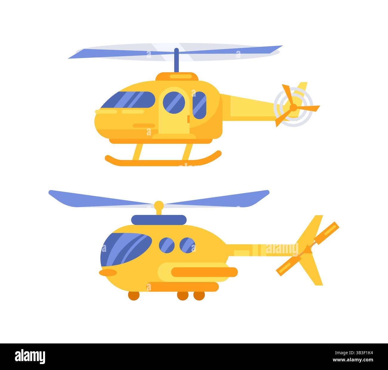 Two yellow helicopters flying with rotating blades Stock Vector Image & Art - Alamy