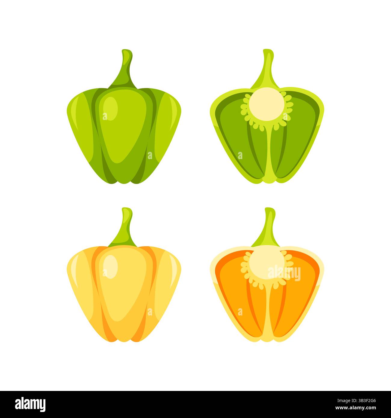 Bell peppers whole halved Stock Vector Images - Alamy