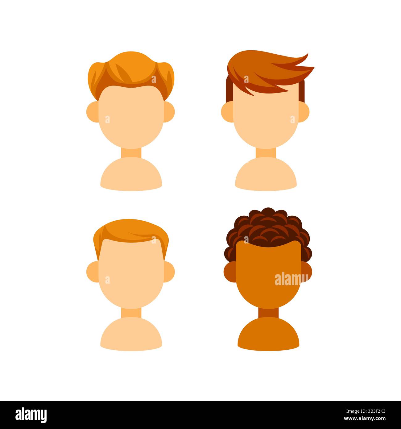 Four male characters showing different hairstyles and ethnicities Stock ...