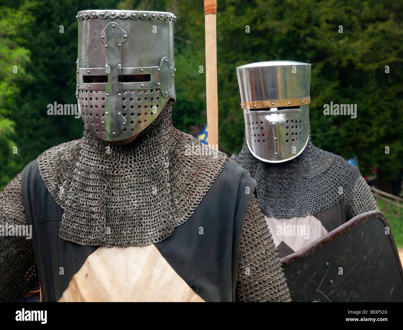 Knights await combat at the Medieval Fair in the grounds of Arundel ...