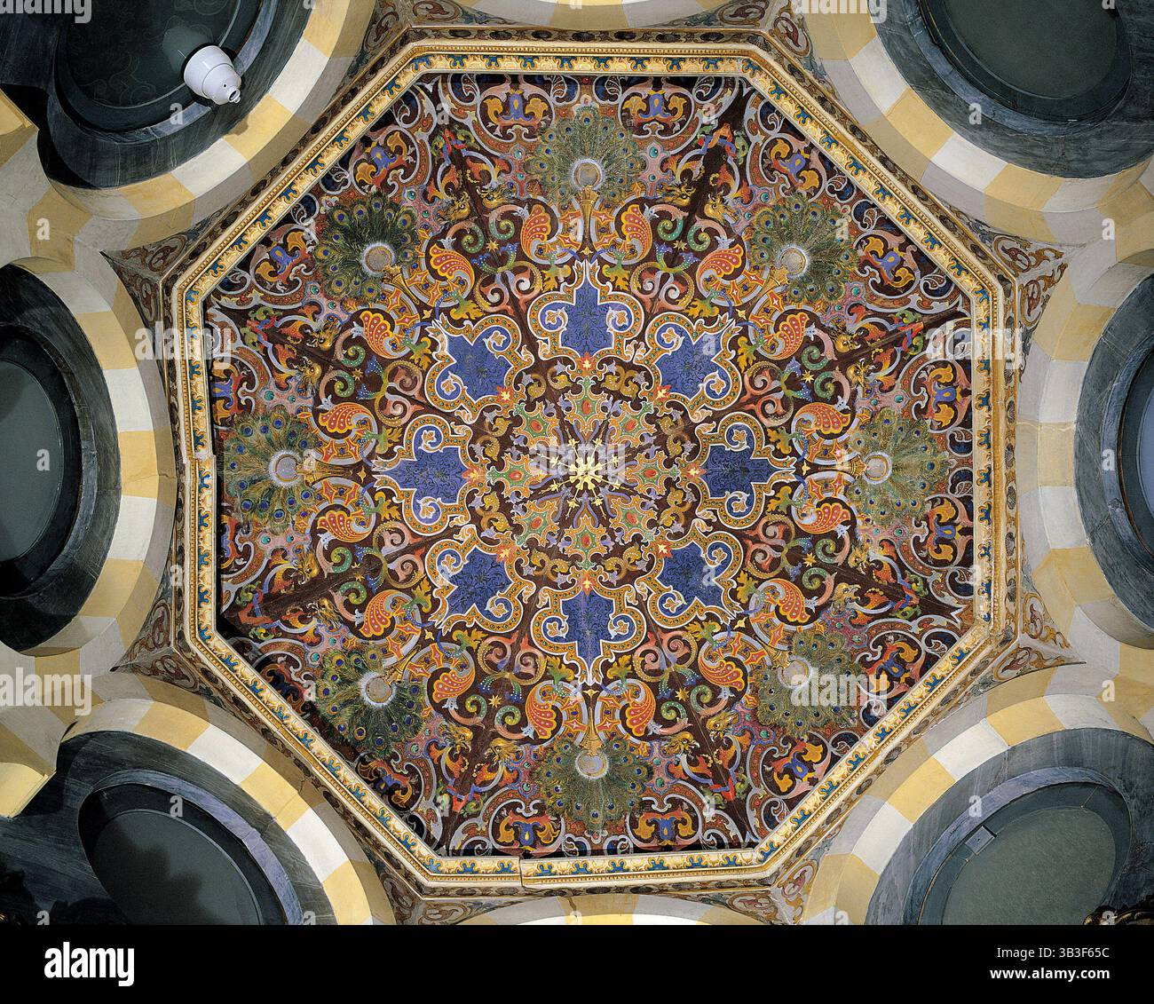 Italy, Lombardy, Cremona, Palazzo Trecchi. Detail. The ceiling of a ...