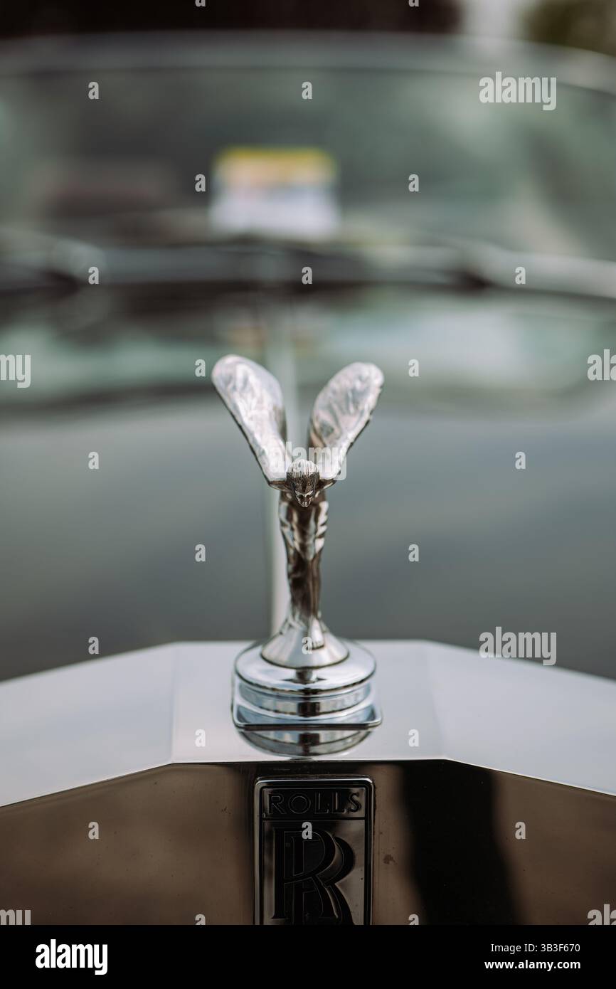 27-04-2025 Zurich, Switzerland. Rolls Royce Spirit of Ecstasy hood ...