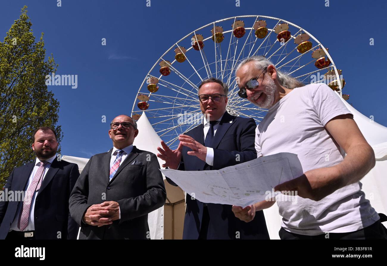 29 April 2025, Thuringia, Gotha: Mario Voigt (2nd from left, CDU ...