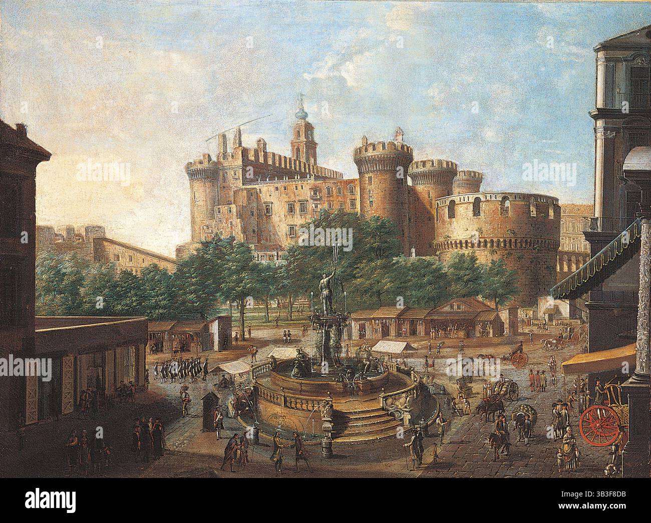 Italy, Liguria, Genoa. All. View of the castle Maschio Angioino in ...