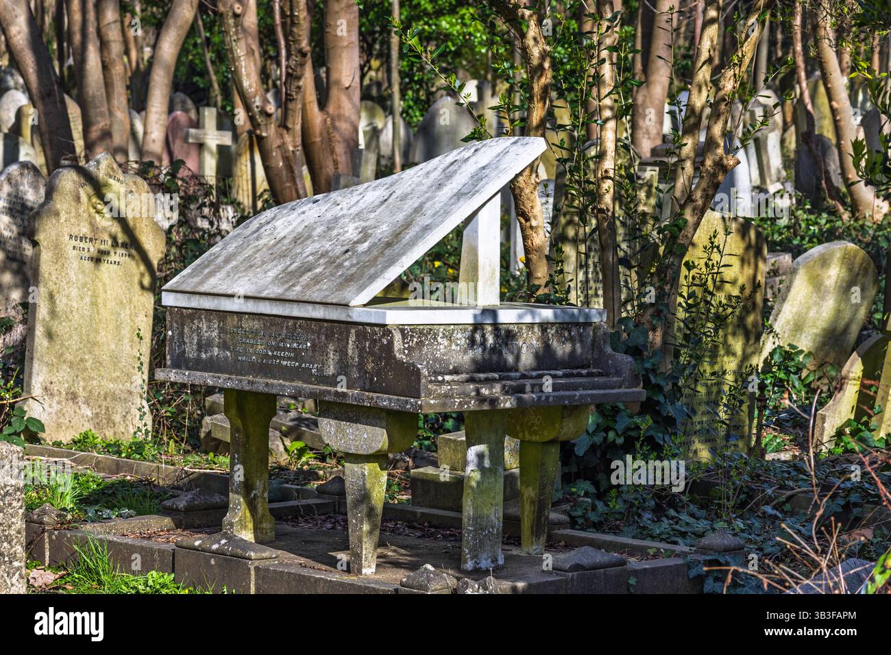 Highgate Cemetery Famous Grand Piano Grave Among Historic Headstones. London, UK, 3 March 2024 ...