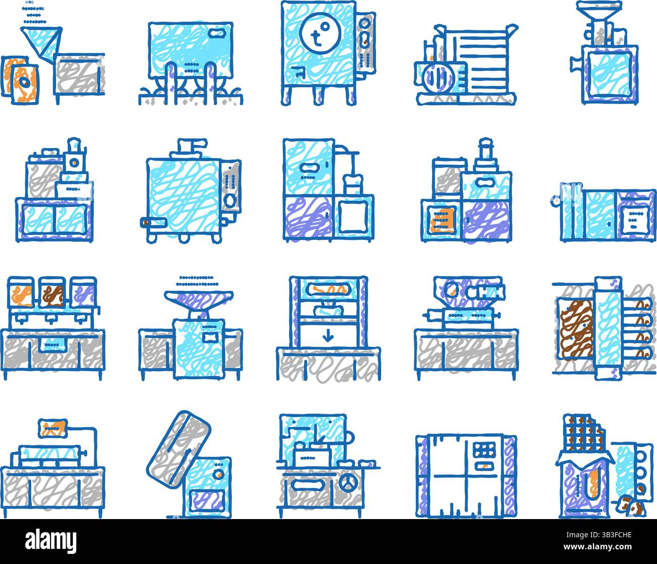 Chocolate Production set Icons hand drawn Stock Vector Image & Art - Alamy