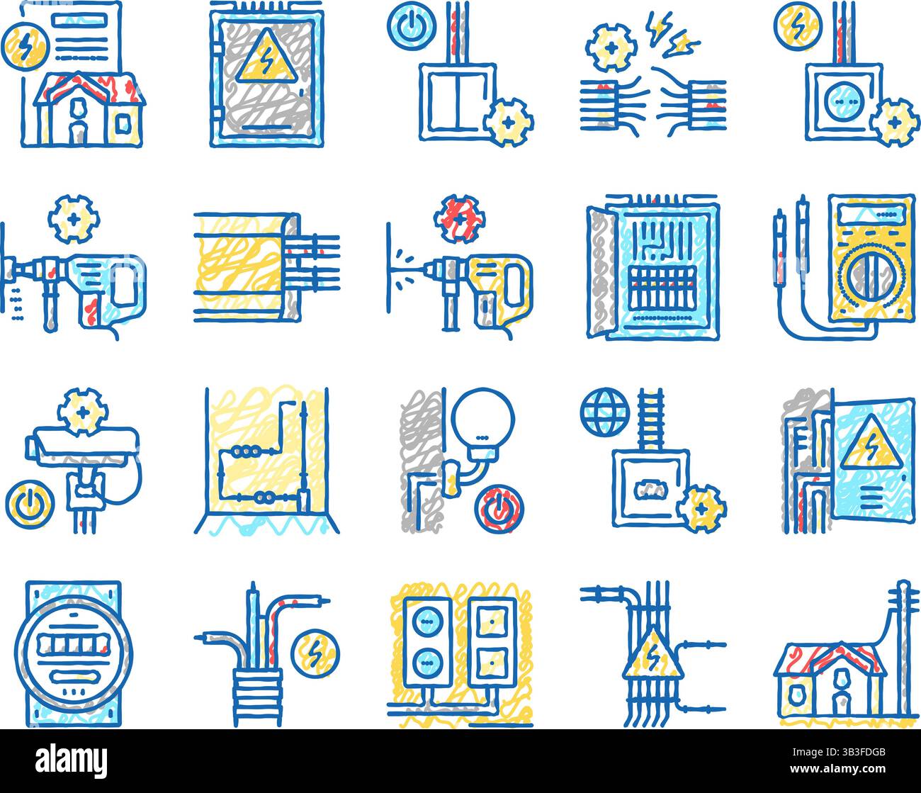 Electrical Installation Tool Icons hand drawn Stock Vector Image & Art ...