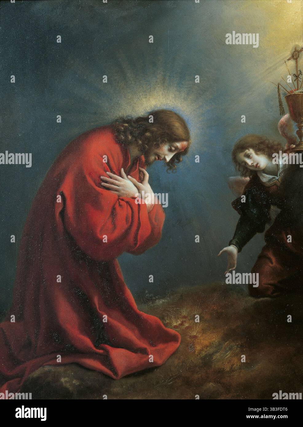 Italy, Liguria, Genoa, Palazzo Rosso - Galleria. All. Jesus Christ pray ...