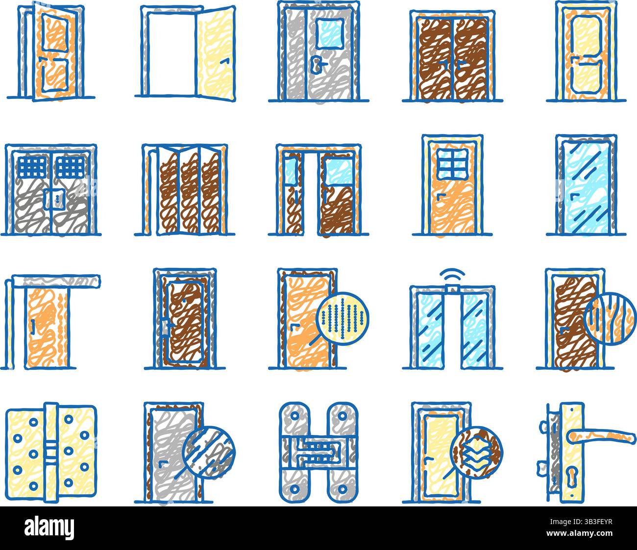 Interior Doors Types set Icons hand drawn Stock Vector Image & Art - Alamy