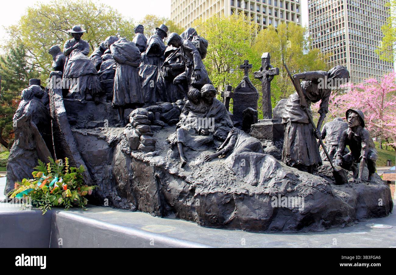 Irish Memorial, bronze sculptural memorial dedicated to the 19th ...