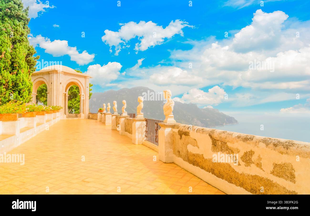 Ravello village park over sea, Amalfi coast of Italy Stock Photo - Alamy