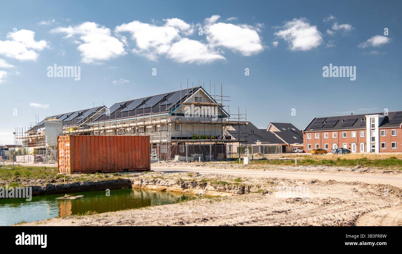 A quiet construction site, an empty construction site of a family house ...