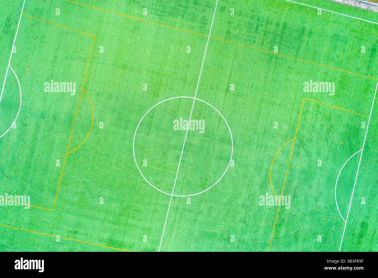 drone top view photography of a synthetic turf sports field overhead ...
