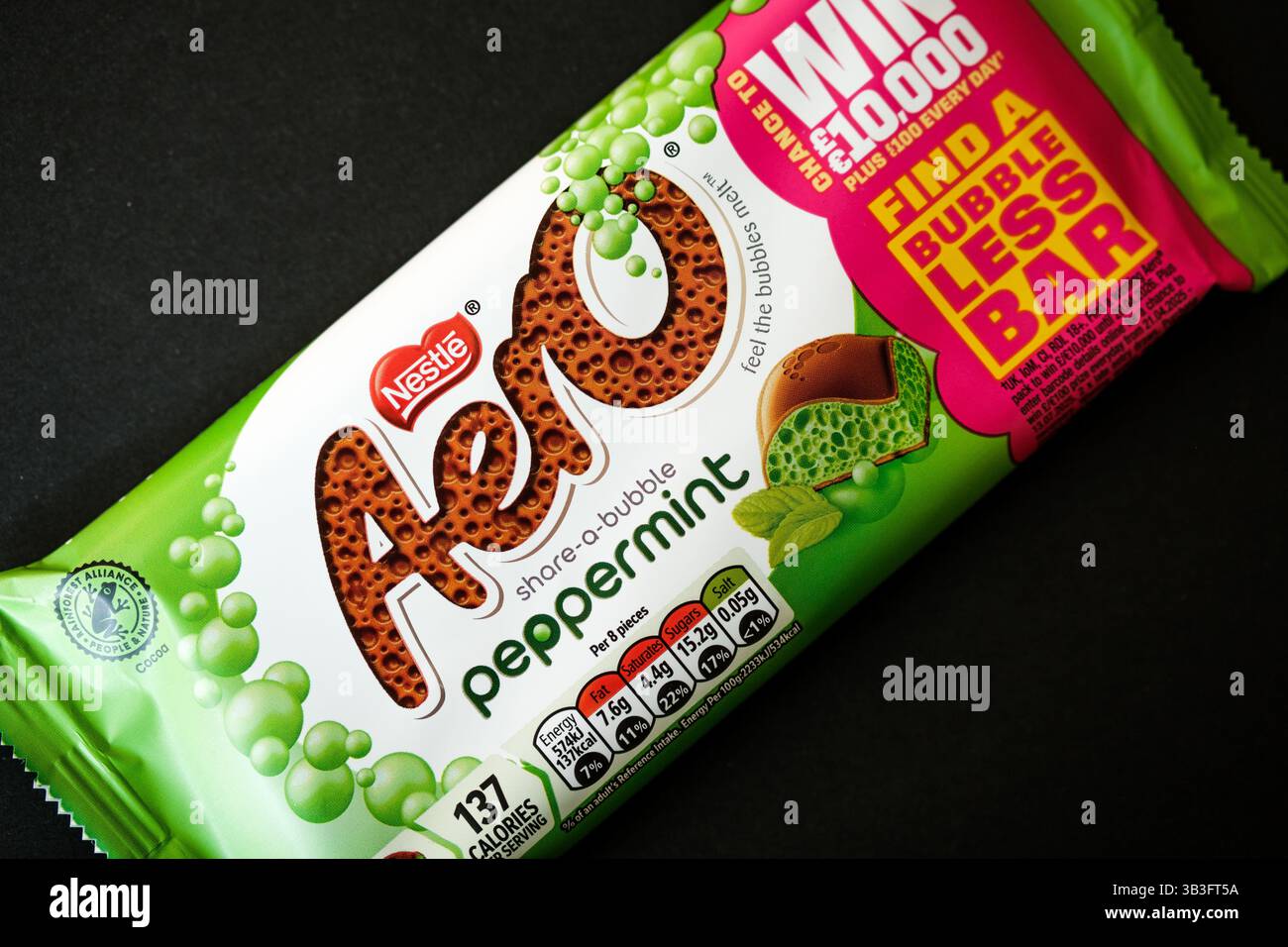 London UK, April 29 2025, Nestle Aero Peppermint Chocolate Bar Isolated ...