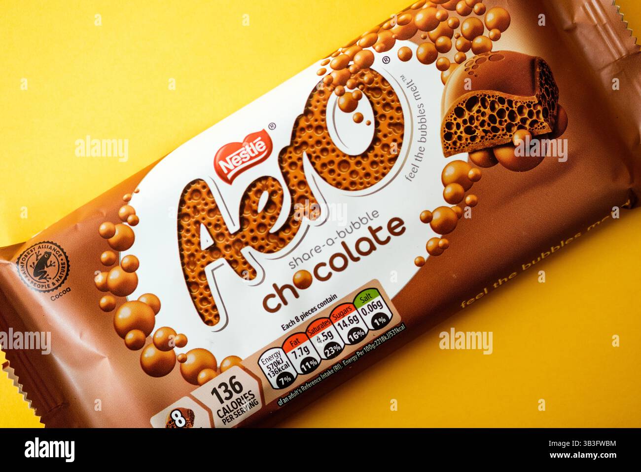 London UK, April 29 2025, Nestle Aero Classic Chocolate Bar Isolated ...