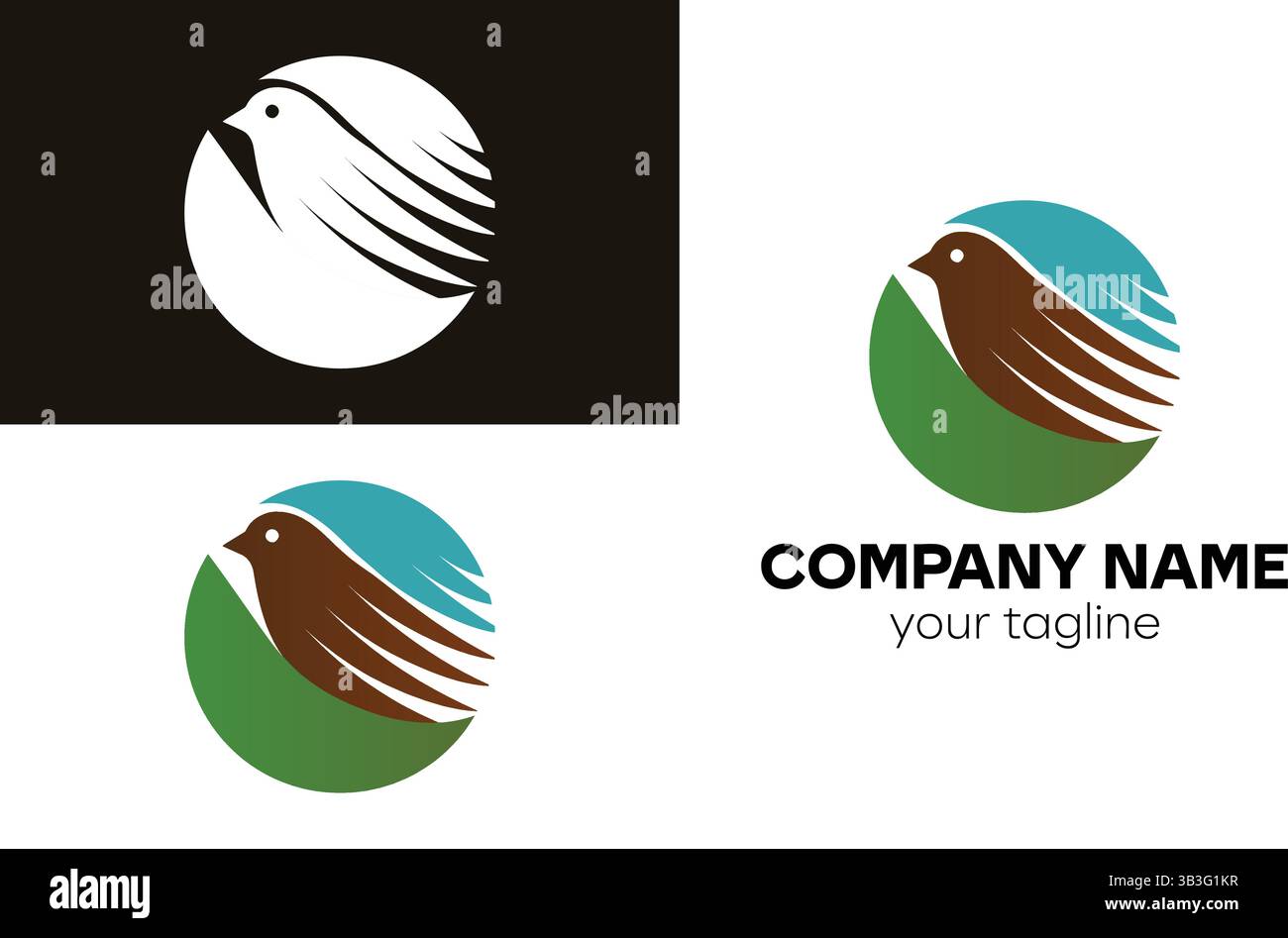 Modern Abstract Bird Logo Design in Circular Frame with Dynamic Flight ...