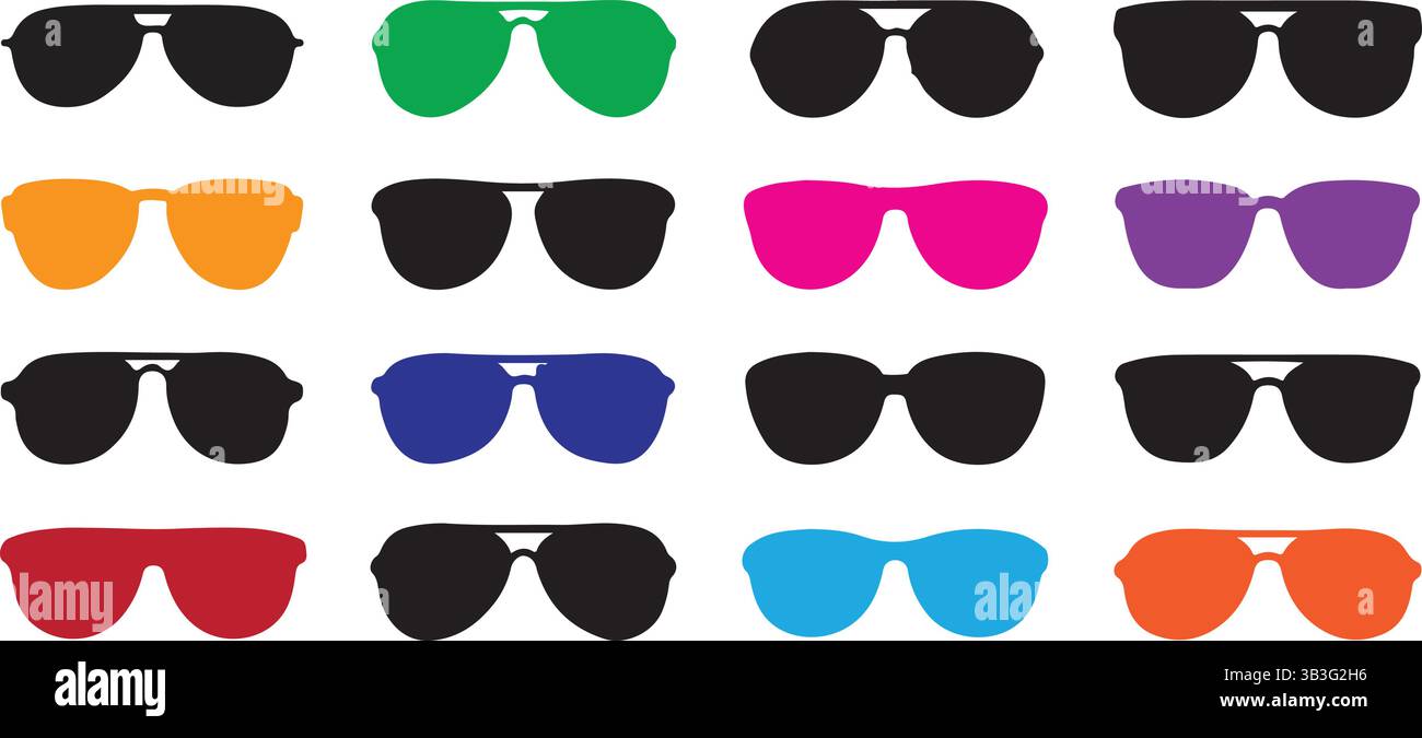 Colorful Grid of Sunglasses with Black Lenses Stock Vector Image & Art ...