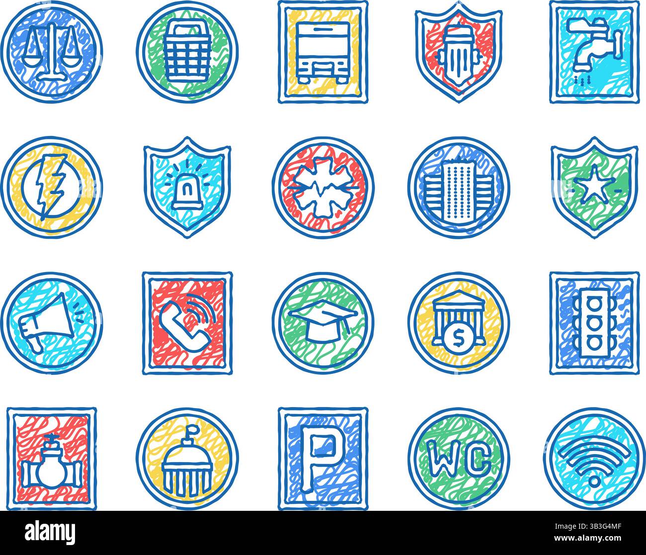 Public Service Signs set Icons hand drawn Stock Vector Image & Art - Alamy