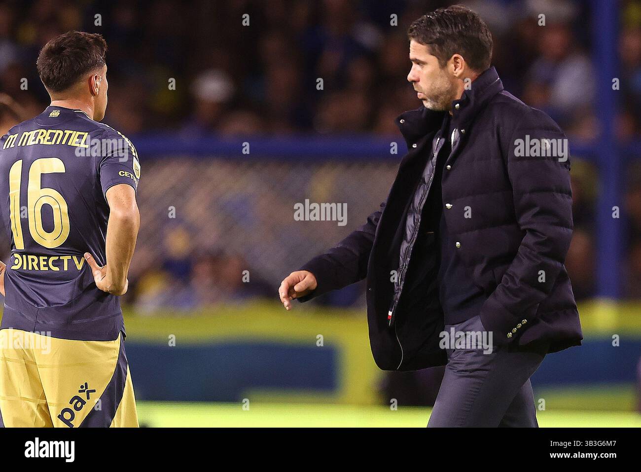 File photo taken on April 6, 2025 of Fernando Gago, Boca Juniors coach ...