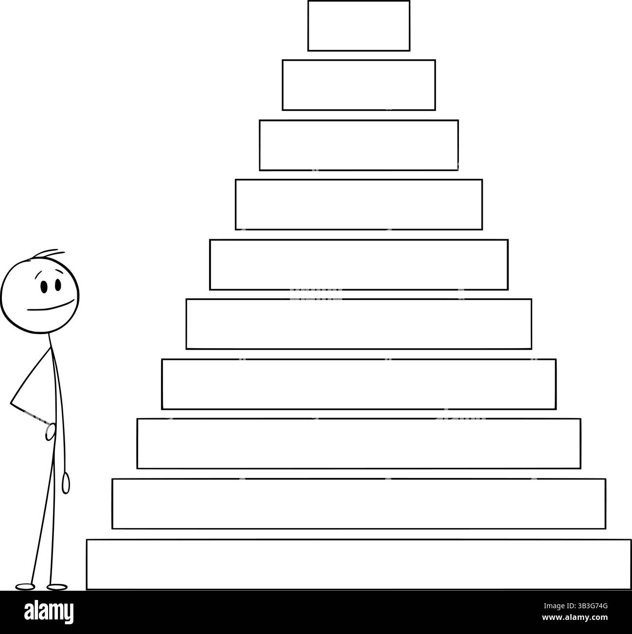 Person and empty pyramid chart template, vector cartoon stick figure or ...