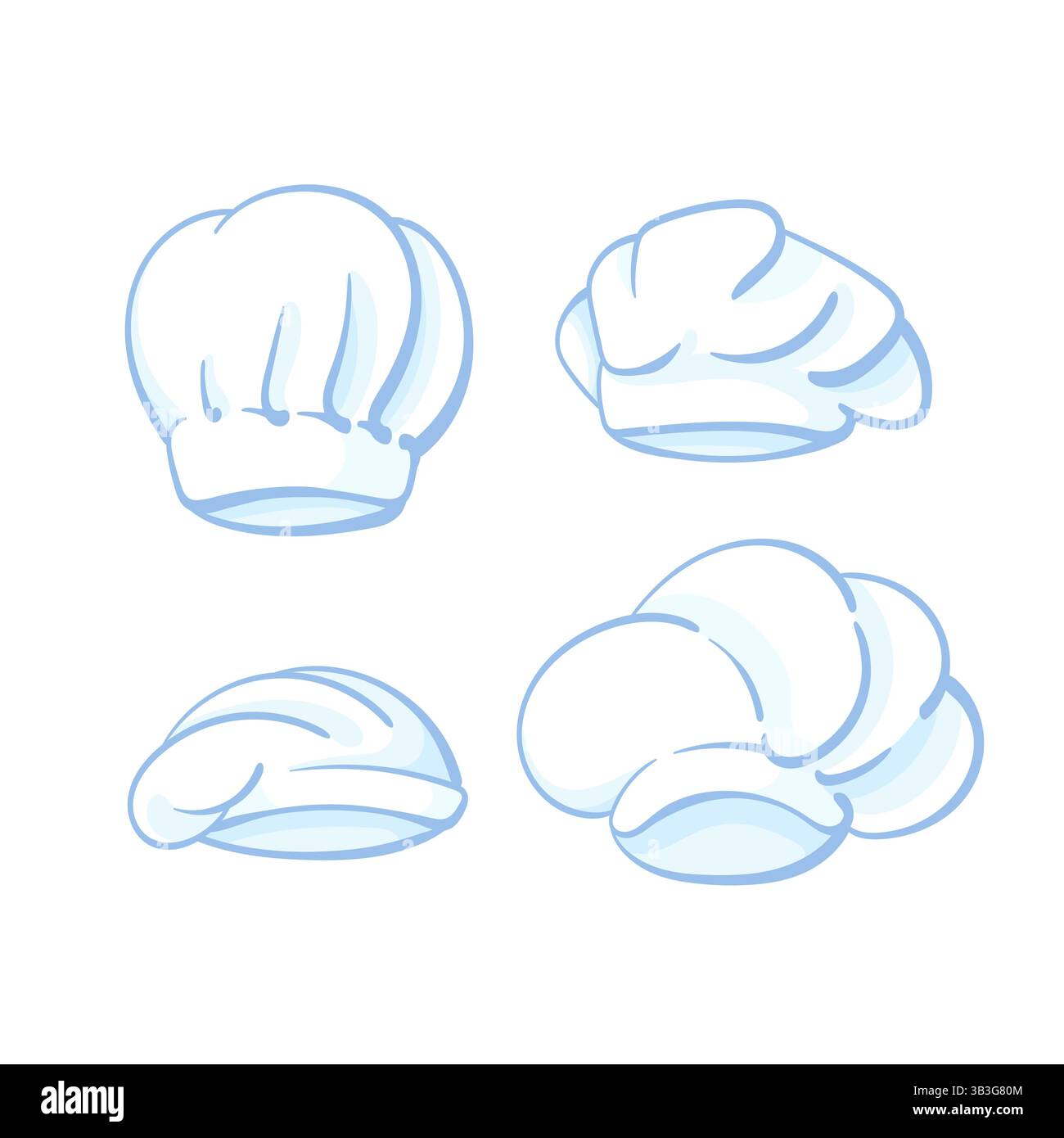 Blue chef, flat hat. Vector set. Collection of symbols isolated on ...