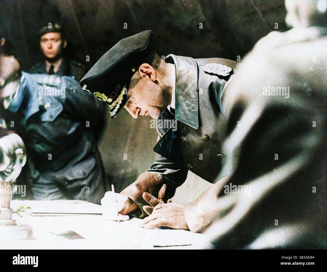 Rear-Admiral Gerhard Wagner signing the German surrender document ...
