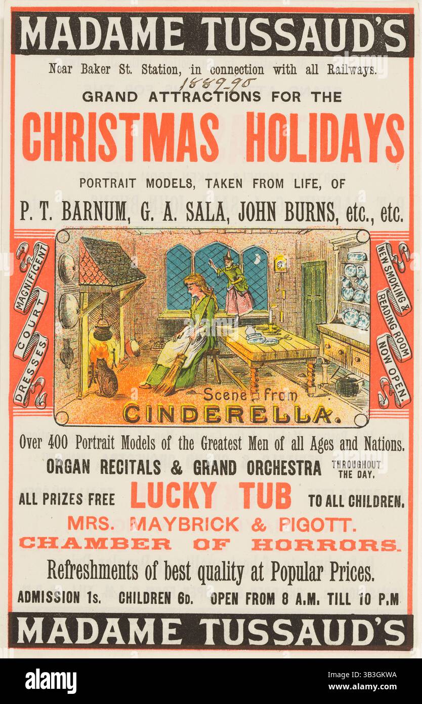 Madame Tussauds Christmas Holidays advertisement, 1889. The show ...
