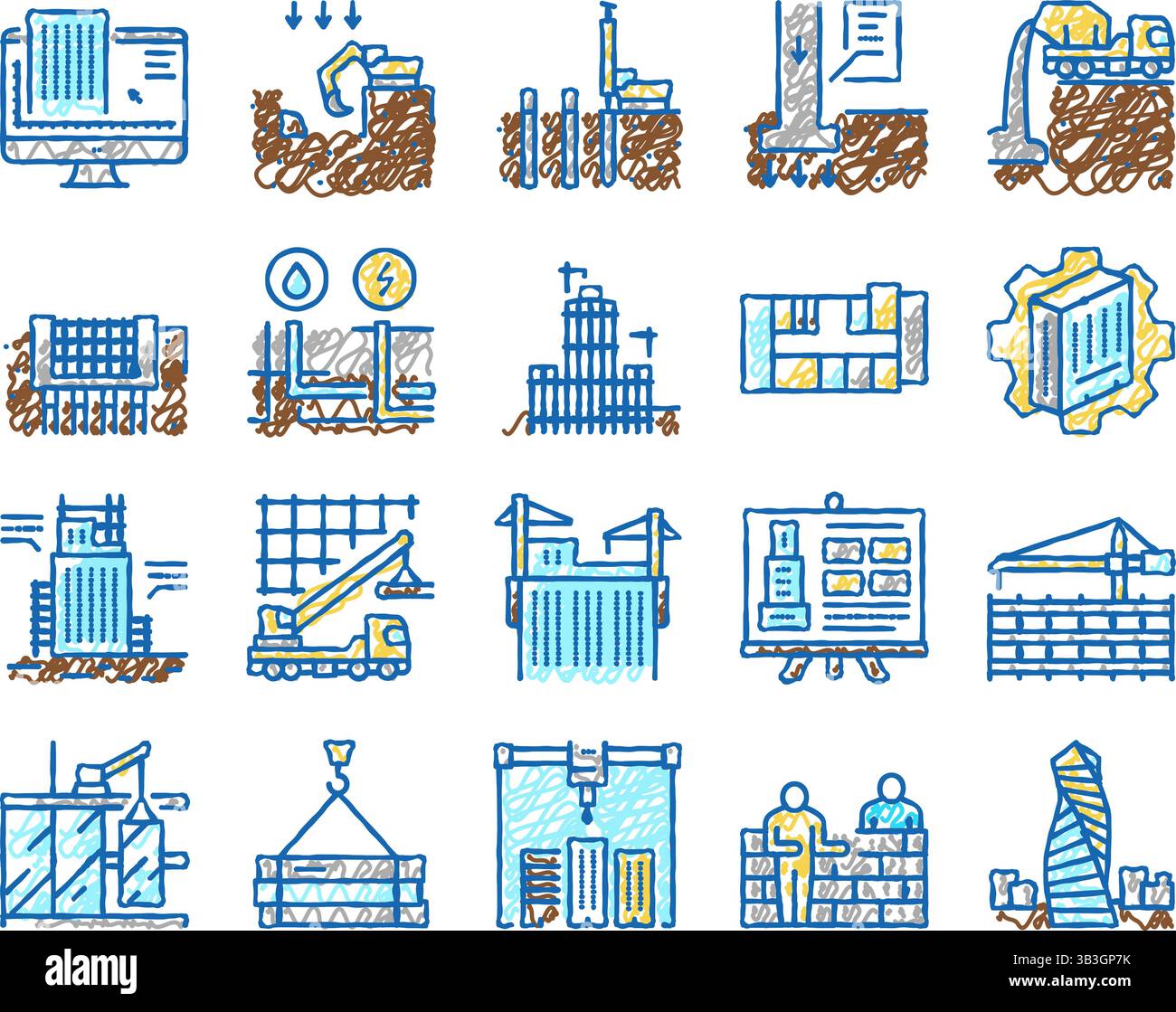 Building Construction set Icons hand drawn Stock Vector Image & Art - Alamy