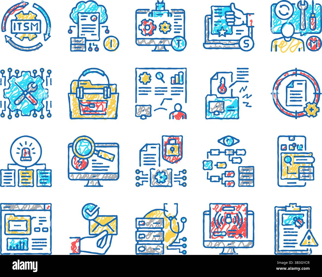 Management review linear icons Cut Out Stock Images & Pictures - Alamy