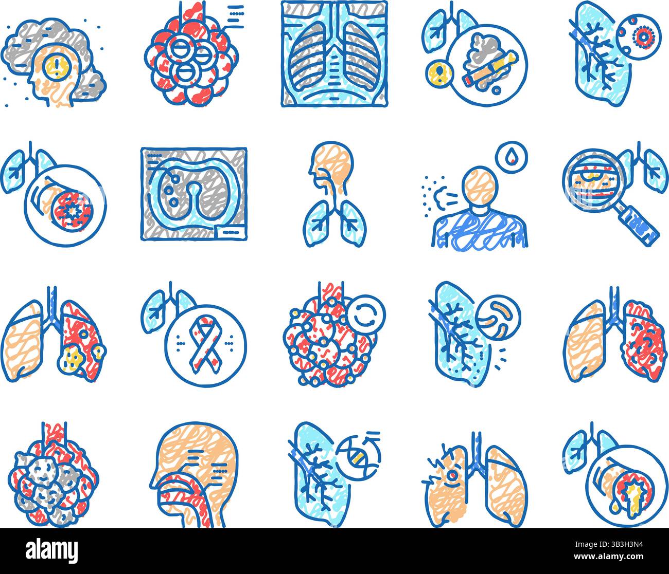 Respiratory Disease set Icons hand drawn Stock Vector Image & Art - Alamy