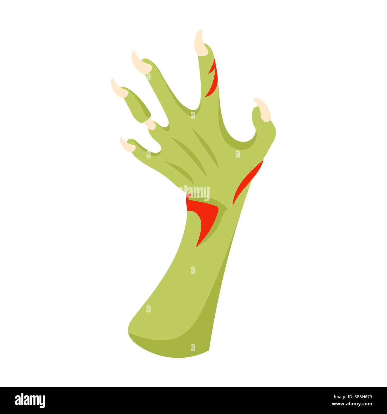 Green zombie hand reaching up with blood and long nails Stock Vector ...