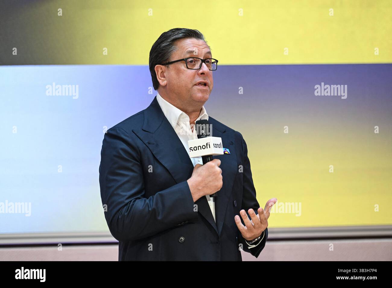 Paul Hudson, Sanofi CEO during the Reveal of the McLaren Racing car for ...